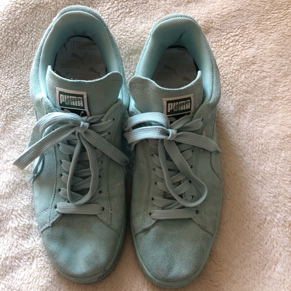 Puma | Shoes | Puma Suede Light Blue Sneakers Good Cond Sz | Poshmark